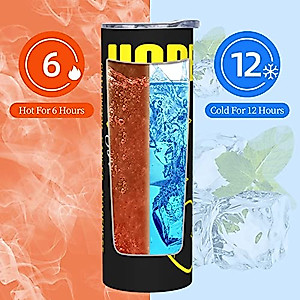 LIICHEES Hope For A Cure Childhood Cancer Awareness Stainless Steel Vacuum Insulated Tumbler 20oz Coffee Cups Travel Mug Water Cup with Leak-Proof Flip Lid Metal Straw Cleaning Brush