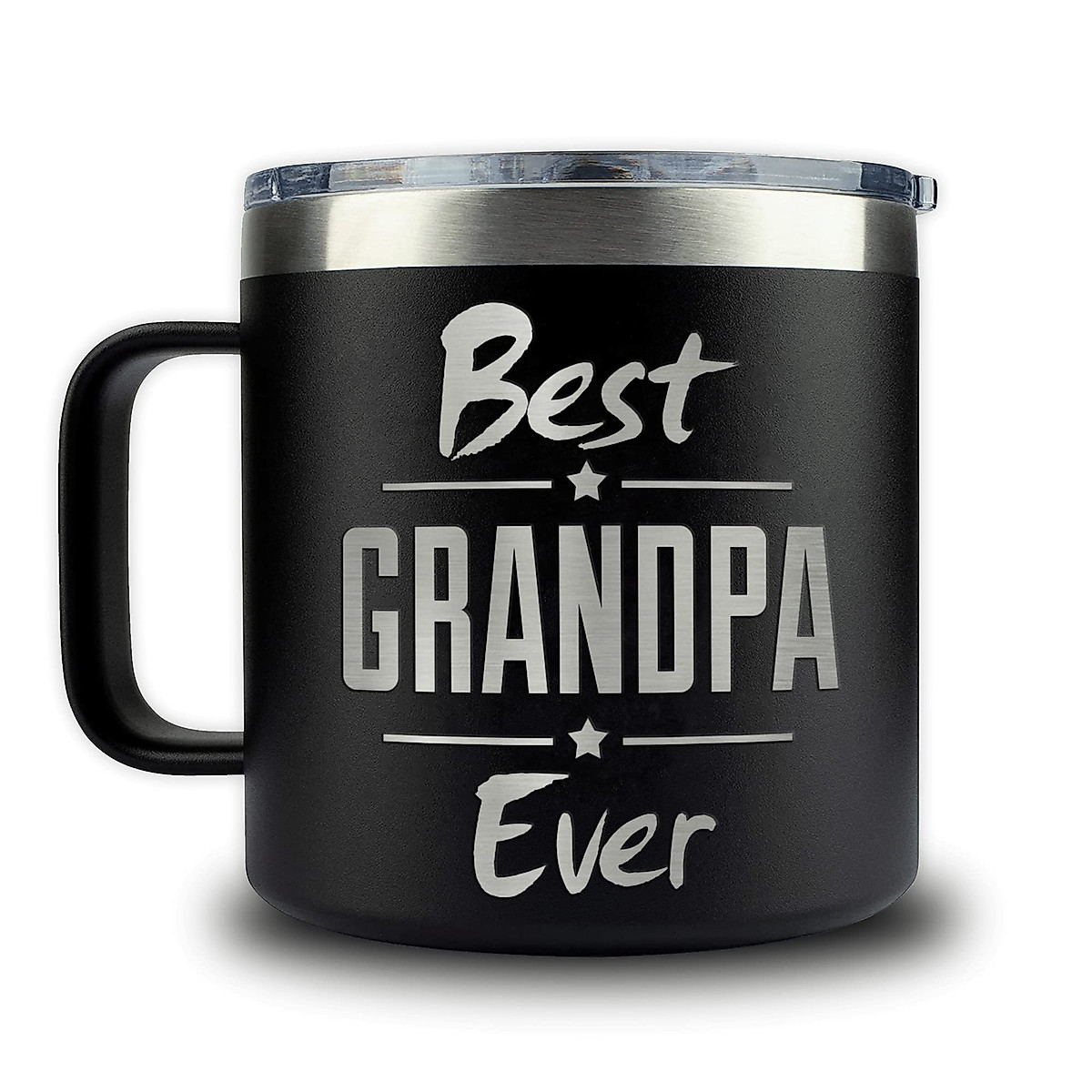 HYTURTLE Best Grandpa Ever Coffee Black Mug/Tumbler 14oz Stainless Steel Gift For Dad Grandpa Men On Fathers Day, Birthday, Christmas