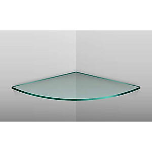 Pro Safe Glass 16" X 16" Quarter Circle Clear Tempered Floating Glass Corner Shelf - Glass Only