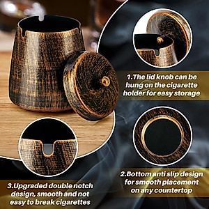 Yiiwinwy Ashtray for Cigarettes Outdoor, Outdoor Ashtray with Lid for Cigarette, Metal Odorless Windproof Smokeless AshTray for Patio Home Office Tabletop Outdoor Balcony