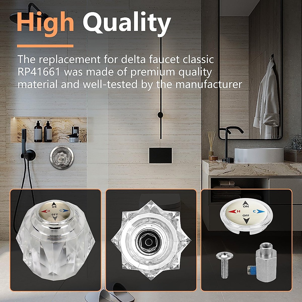 RP41661 Replacement Shower Faucet Handle for Delta and Peerless Single Handle Faucets with Button, Screw, Connector and Set Screw