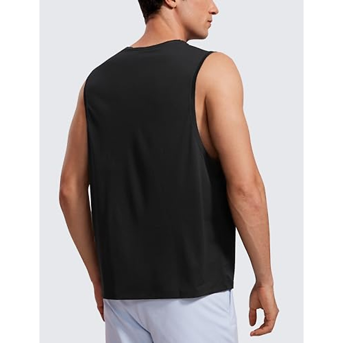 CRZ YOGA Mens Lightweight Muscle Workout Tank Tops Quick Dry Large Armhole Sleeveless Running Athletic Shirts Top Black Large
