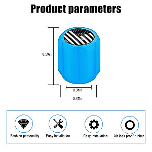 12PCS Fluorescent Car Tire Valve Caps, Luminous Tire Air Caps Cover, Vehicle Tire Pressure Caps, Illuminated Auto Car Wheel Valve Stem, Universal for Car, SUV, Motorcycle, Truck, Bike (Blue/Black)