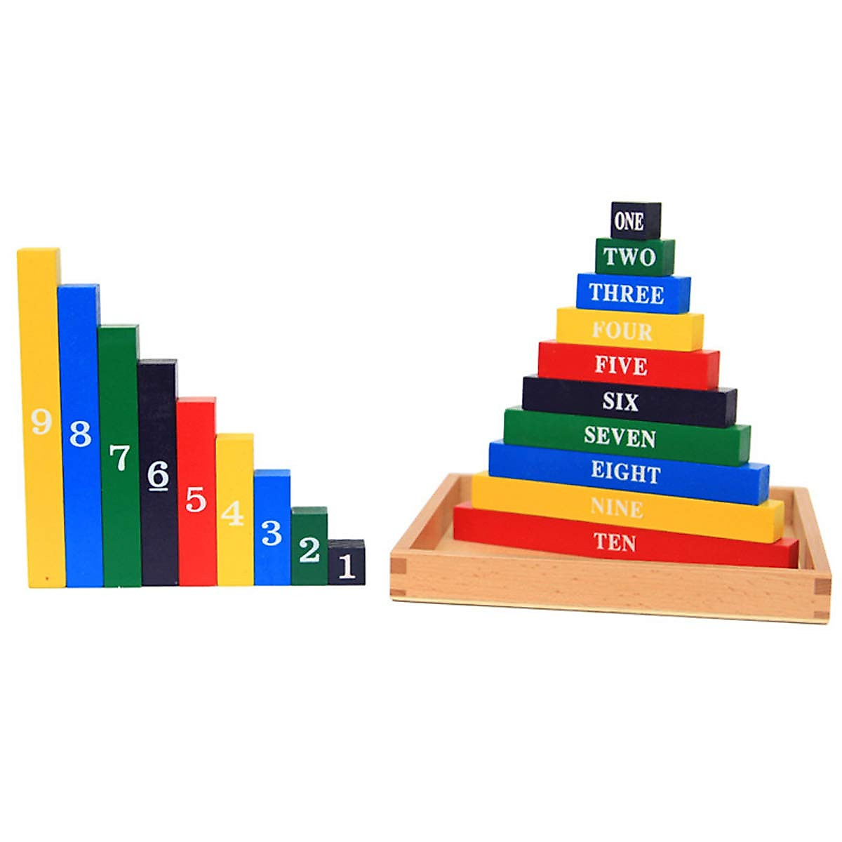 Mfumyy Montessori Math Materials for Preschool,Wood Small Numerical Rods,Educational Counting Toy,Math Blocks,Addition , Subtraction Games Educational Learning Material for Toddler,Multicolor,Medium