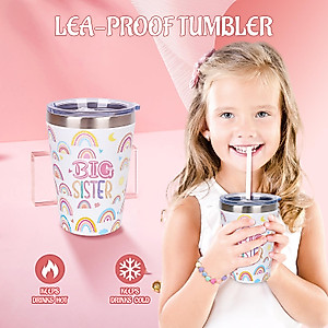 SGFYbkt Big Sister Gifts for Girls, New Gifts for Sister 12oz Big Sister Cup Mug Canvas Tote Bag Big Sister Bracelet Plush Headband Star Pillow Purse Sleep Eye-shade for Little Girls