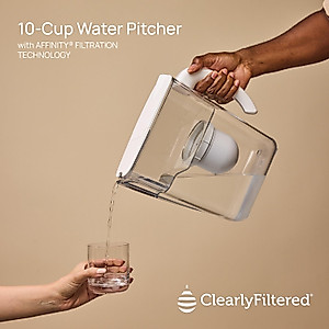 Clearly Filtered No.1 Filtered Water Pitcher/Updated Model/Targets 365+ Contaminants e.g. Fluoride Chlorine PFAS Microplastics Lead Arsenic BPA/BPS Free (Pitcher Includes 1 Filter)