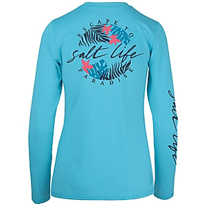 Salt Life Oasis Long Sleeve Stretch Fit Shirt, Turquoise Heather, Medium