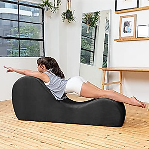 Avana Sleek Chaise Lounge for Yoga-Made in The USA-for Stretching, Relaxation, Exercise & More, 60D x 18W x 26H Inch, Black