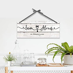 Couples Personalized Wall Sign Custom Keepsake Home Decor Custom Wedding Engagement Anniversary Valentines Gift for Bride Groom Wife Husband 15x5.7