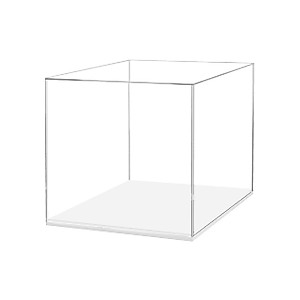 Marketing Holders Clear Acrylic Cube 10x10x10 with White Base Durable Plastic Box Collectible Items Cover Square Showcase Pedestal for Art