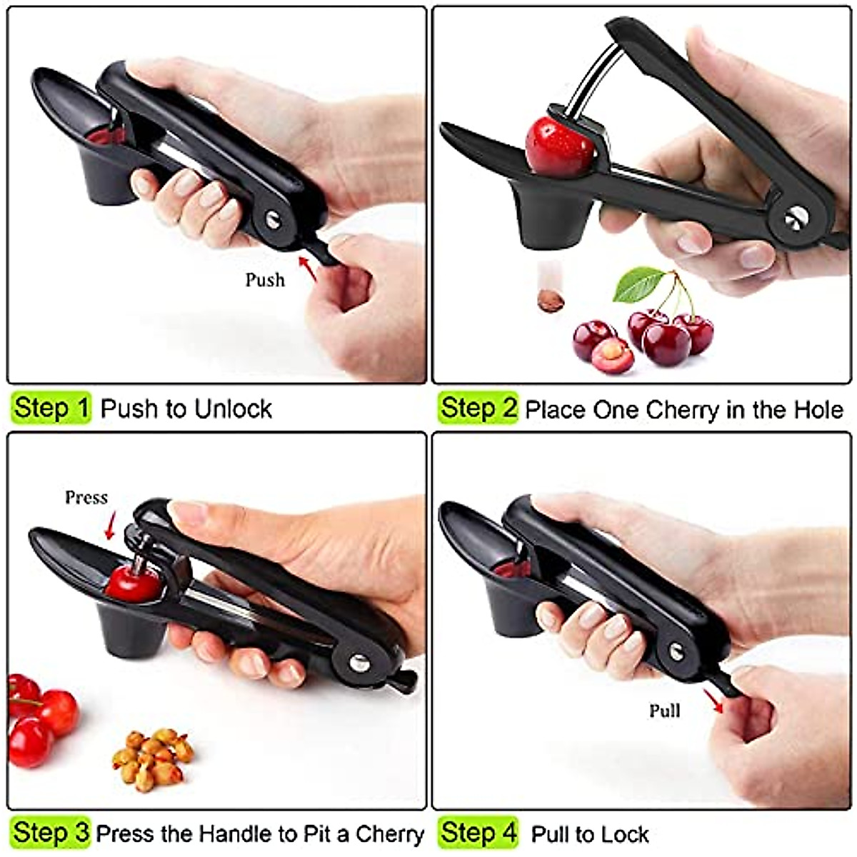 Cherry Pitter Tool,Cherries Pitter Olive Seed Remover Tool Cherry Stoner Pitter Cherry Corer Tool with Space-Saving Lock Design for Make Fresh Cherries Dishes and Cocktail Cherries