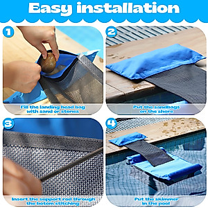 Weewooday Swimming Pool Net Leaf Liberate Hands Skimmer with Animal Saving Escape Ramp, Heavy Duty Pool Leaf Fine Mesh Cleaning Net Skimmer, Rescue Pool Critter Saver Floating Ramp (Light Blue)