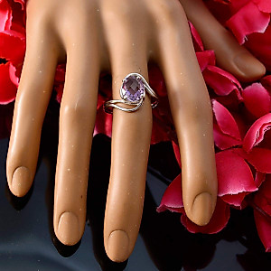 Joyas Plata Real Gemstones Oval Shape One Stone cheker Amethyst rings-925 Silver Purple Amethyst Ring-February Birth Aquarius Astrology Real Gemstones Ring SRAMECH-3171-13.5 us