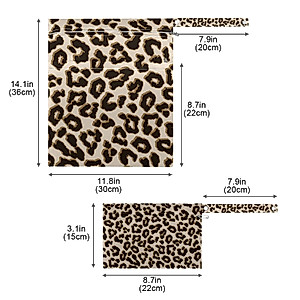 Qilmy 2pcs Leopard Wet Dry Bag Waterproof Reusable Baby Cloth Diaper Wet Dry Organizer for Travel, Beach, Stroller, Diapers, Wet Swimsuits, Toiletries