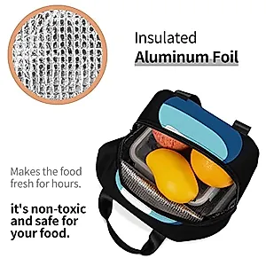 Qxuzizh Lunch Box Black Portable Insulated Lunch Bag Game Lunch Cooler Tote Bag Lightweight Handbag for Boys Girls Women Men