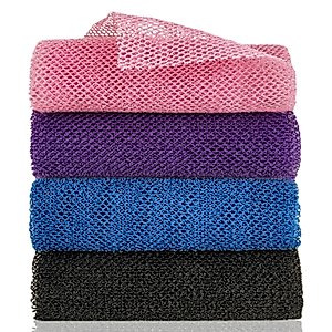 African Exfoliating Net, 4 Pieces African Net Sponge, Nylon African Bath Sponge Net, African Net Long Net Bath Sponge Shower Body Scrubber