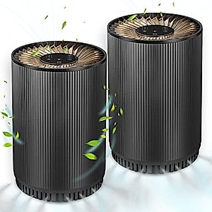 2 Pack Druiap Air Purifiers for Home Bedroom up to 690ft², H13 True HEPA Filter Air Cleaner Filterable 99.97% Micron Particles/Smoke/Pet Dander/Odor/ for Office, Dorm, Apartment, Kitchen (KJ80 Black)