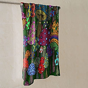 AieeFun Ultra Soft Highly Absorbent Hand Towels, Cartoon Forest Mushroom Art Paintings Bathroom Towel for Sports Home Decor, 27.5 x 15.7 Inches