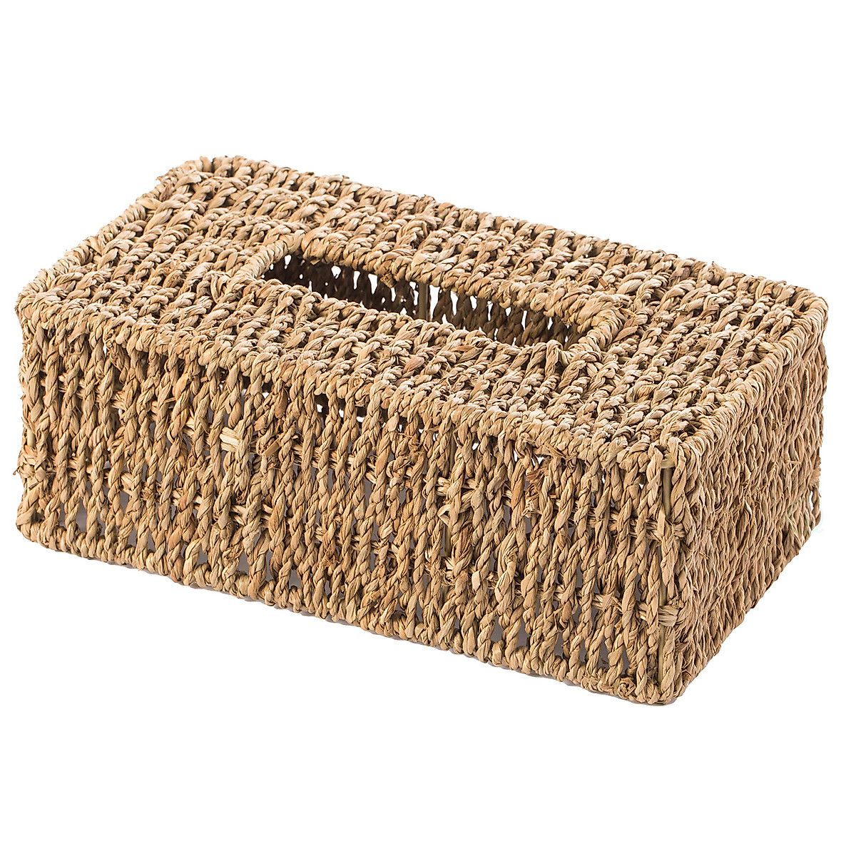 Vintiquewise Natural Woven Seagrass Wicker Rectangular Tissue Box Cover Holder