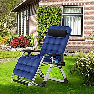 ABORON Zero Gravity Chair,Premium Outdoor Lawn Folding Lounge Chairs,Sturdy Adjustable Reclining Patio Chairs with Removable Cushion,Headrest & Tray