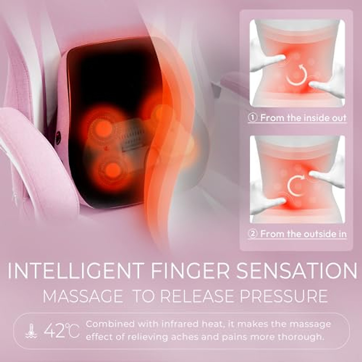 Vigosit Gaming Chair with Heated Massage Lumbar Support, Breathable Fabric Office Chair with Pocket Spring Cushion and Footrest, Recliner High Back PC Chair for Adult Pink