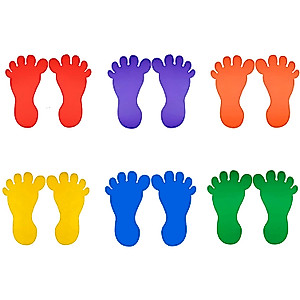 GOCROWN 48 Pcs 24 Pairs Footprint Stickers Baby Kids Footprint Decals for Floor Wall Stairs to Guide Directions,6 Colors