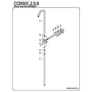 Kingston Brass CCR601 Vintage Shower Riser And Wall Support, 6-Inch, Polished Chrome