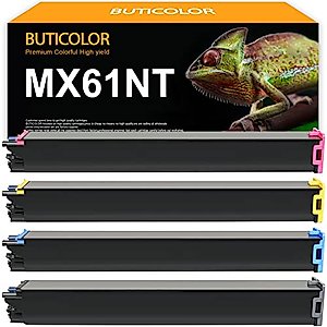 buticolor MX-61NT MX61NT MX61 Remanufactured Toner Cartridge Replacement for Sharp MX-2630N MX-2651 MX-3050N MX-3070N MX-3071 MX-3550N MX-3551 MX3561 MX3571 MX4051 MX4061 Printers(4-Pack)