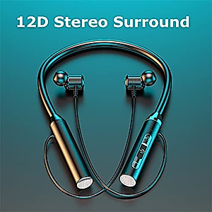 Wireless Earbuds Bluetooth Headphones Neck Hanging Headphones,Wireless Bluetooth-compatible 5.2 Headphones Hanging Neck Stereo Noise Cancelling Universal Sports Headset With Microphone black