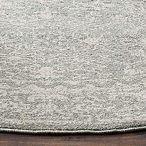SAFAVIEH Evoke Collection 3' Round Silver / Ivory EVK270Z Shabby Chic Distressed Non-Shedding Dining Room Entryway Foyer Living Room Bedroom Area Rug