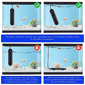 Buinto Fish Tank Heater. Aquarium Heater. Small Pond Heater. 800W. 1200W Double-Tube Heating, Energy Saving and Power Saving. Suitable for Freshwater and Saltwater Aquariums (1200W)