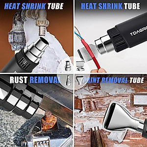 TDAGRO Heat Gun for crafting 1800W, 122℉~1202℉ Variable Temperature Control with 2-Temp Settings 4 Nozzles, 1.5s Fast Heating Blue Heat Gun for Resin, Shrink PVC Tubing/Wrapping/Crafts and Vinyl Wrap