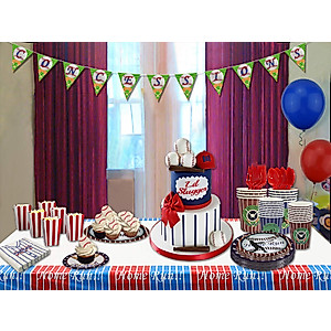 Baseball Party Supplies Sports Tableware Party Pack for Baseball Themed Birthday Party Including Plates, Cups, Napkins, Spoons, Knives, Forks, Tablecloth, Banner Serves 20