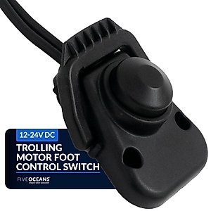 Five Oceans Trolling Motor Foot Switch with On Lever Continuous Control - Trolling Motor Foot Control Rated Up to 20 Amps DC, 12-24-Volts, Black Polycarbonate, Waterproof IP65 - FO4601