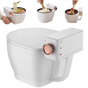 Generic Funny Rice Cooker Non-Stick Multi Cooker Toilet-Shaped Electric Cooking Pot For Stir Fry, Steak, Noodles, Soup Portable Hot Pot For Dorm, Office, Travel,toilet crock pot, white