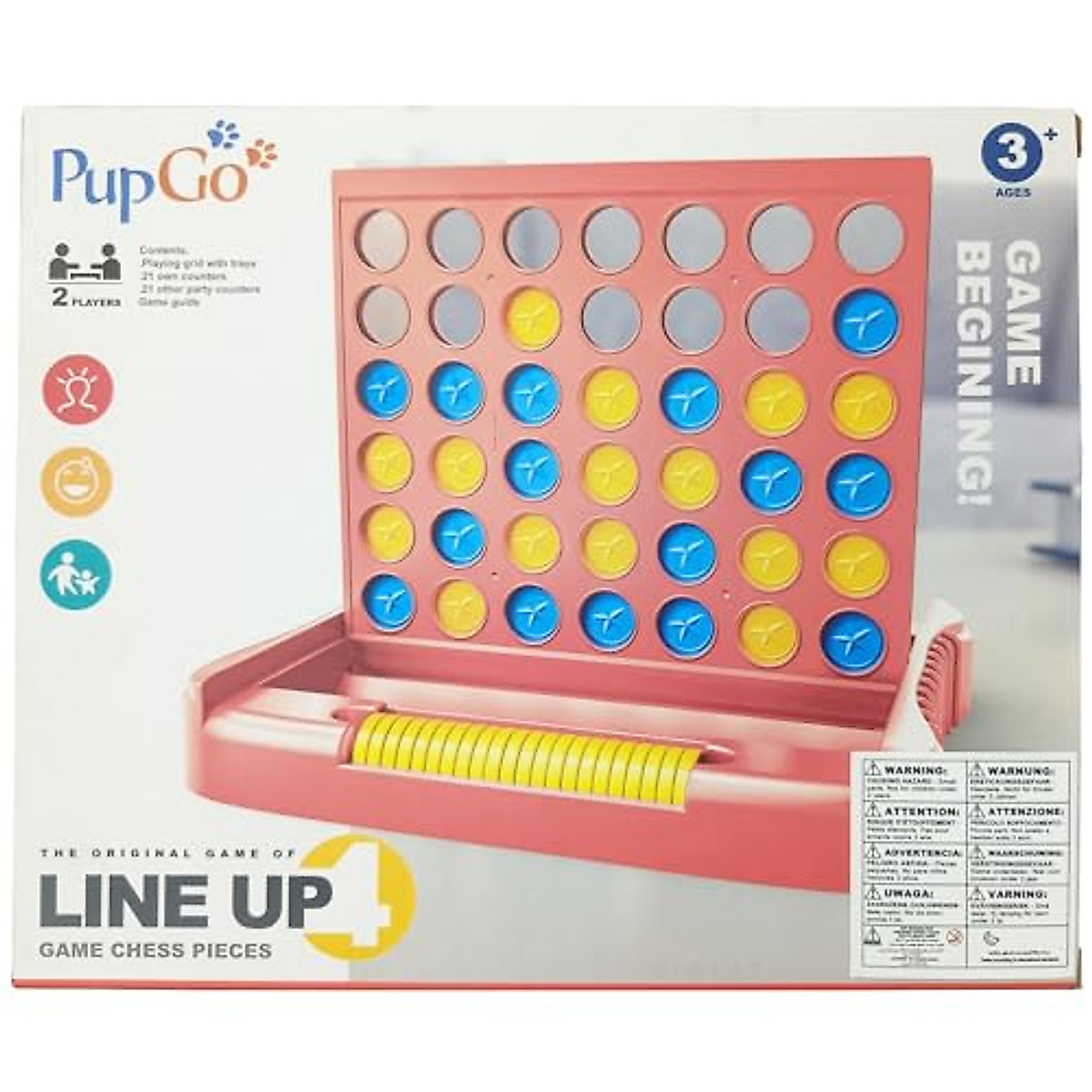 Pup Go 4 in a Row Game - 6 Spare Discs Included, Board Games Toys for Boys, Classic Four in a Row and Family Fun Games for Ages 3 4 5 6 7 8 12 Year Old Kids Children Adults (Green)