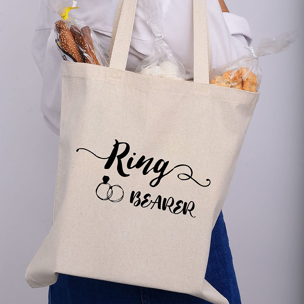 TBF Personalized Bride Tote Bag Wedding Bachelorette Bridal Shower Bridesmaids Bachelorette Cute Canvas Gift Bags (Ring Bearer (1 Pack))