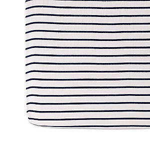 Red Rover Kids All-Cotton Muslin Fitted Crib Sheet- 52?x 28?x 9?- 100% Cotton - Machine Washable - Lightweight & Breathable - Playful Designs - Nursery, Crib, Bed - Unisex (Navy Stripe)