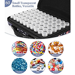 Dadanism Diamond Painting Storage Containers, 60 Slots Diamond Embroidery Accessories, Shockproof Jewelry Beads Organizer Tools Kit, Diamond Art Craft Accessories and Tools Carrying Case, Night Blue