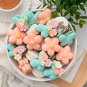 30 Tea Party Icing Flowers | Small Edible Flowers| Edible Roses| Pink Roses| Ivory Sprinkles | Royal Icing Flowers | Pink Sprinkles | Simply Sucré