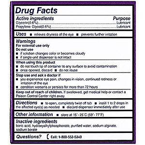 Eye Drops by Bausch & Lomb, Lubricant Relief for Dry Eyes, Preservative Free, Single Use Dispensers, 0.6 mL, 28 Count (Pack of 2)