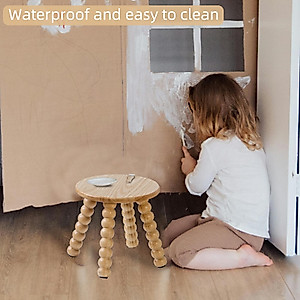 HuiDao Solid Wooden Step Stool for Kids Adults, 10 inch Short Chair Perfect Matched Sensory Table, Sturdy and Versatile Foot Stool for Bathroom, Kitchen, Bedroom, Plant Stand Natural (1, Burlywood)