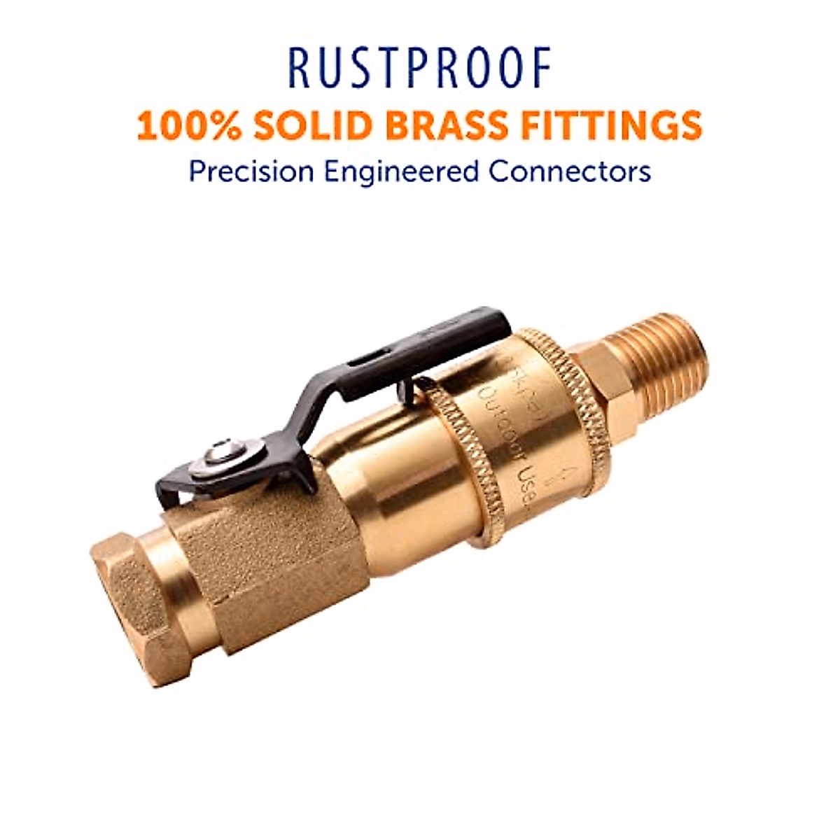 Flame King 1/4" RV Propane Quick Connect Adapter for Propane Hose, Propane or Natural Gas 1/4" Quick Connect or Disconnect Kit - Shutoff Valve & Full Flow Plug - 100% Solid Brass