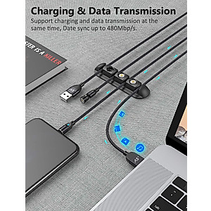 A.S Magnetic Charging Cable, Magnetic Type C Cable Fast Charging Data Sync Magnetic Cable Magnetic Phone Charger for Micro USB, USB C, i-Product Smartphones(3.3ft/3.3ft/6.6ft/6.6ft,Black)