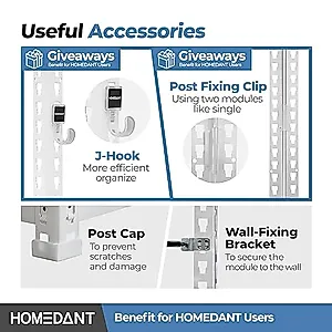 HOMEDANT 5 Tier Laminated White Metal Shelving Unit Adjustable Garage Storage Utility Rack Heavy Duty Shelves Organization Multipurpose Shelf Warehouse Basement Pantry 28" W x 12.3" D x 59.5" H 1Pack