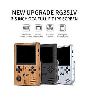 Haoun RG351V Handheld Game Console, 3.5 Inch IPS Screen Retro Game Console with Open Source Linux System 128G TF Card Built-in 10000 Games Portable Video Game Console- Grey