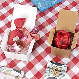 ValBox 4x4x4 Brown Gift Boxes 50PCS Kraft Paper Boxes with Lids for Gifts, Crafting, Cube, Cupcake Boxes, Easy Assemble Boxes for Party Favor