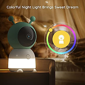 BOIFUN 5" Video Baby Monitor, 2K Baby Monitor With Night Light & Lullabies, Motion & Sound Detection, Auto Tracking & PTZ, Night Vision & Feeding Reminder, FHSS & App Control, With Wall Mount Base