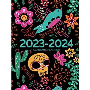 Academic Planner 2023-2024 Large | Dia De Los Muertos Hardcover: July - June | Weekly & Monthly | US Federal Holidays and Moon Phases