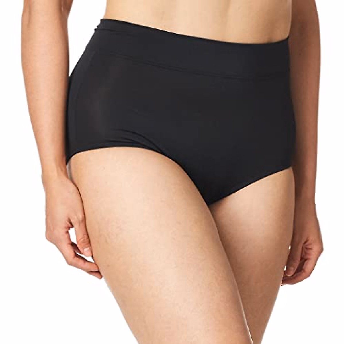 Warner's Women's No Pinching No Problems Dig-Free Comfort Waist Microfiber Brief 5738, Rich Black, 7